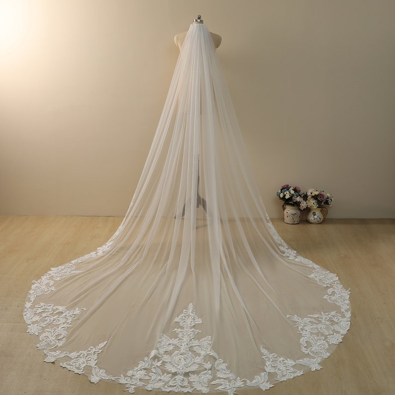 Handmade Cathedral Wedding Veil: Sequined Baroque Floral Lace - Etsy