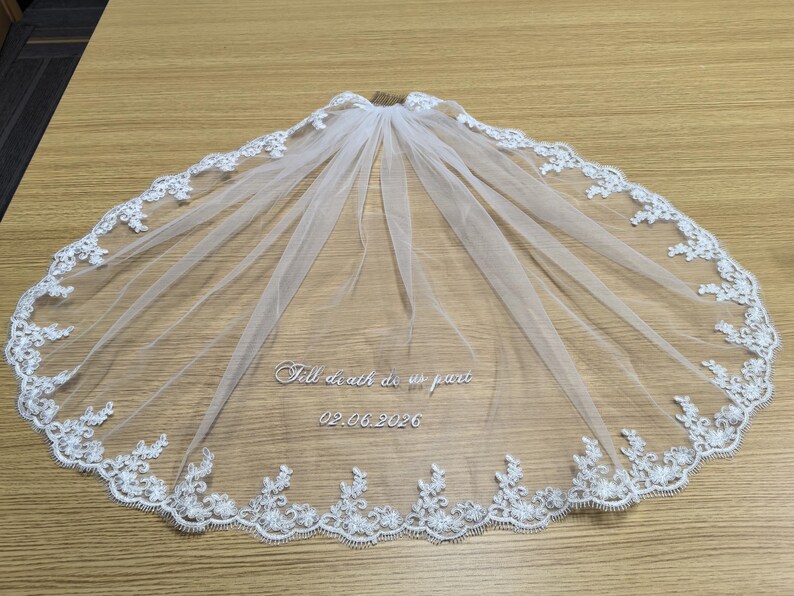 Custom Veil Embroidery, Names, Dates, Words (veil Not Included) - Etsy