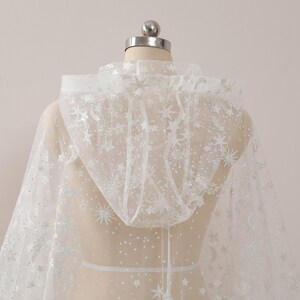 Sparkle Star Moon Bridal Cloak: Silver Shimmer Celestial Wedding Cape ...