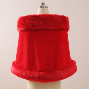 Red Bridal Fur Wrap Faux Fur Wedding Shawl Red Bridesmaid Shawls Winter ...