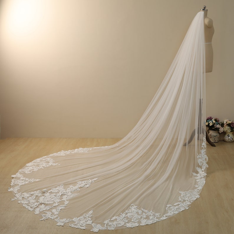 Handmade Cathedral Wedding Veil: Sequined Baroque Floral Lace - Etsy