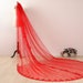 Red Wedding Veil Lace Trim Cathedral Veil Red Bridal Veil Long Lace ...