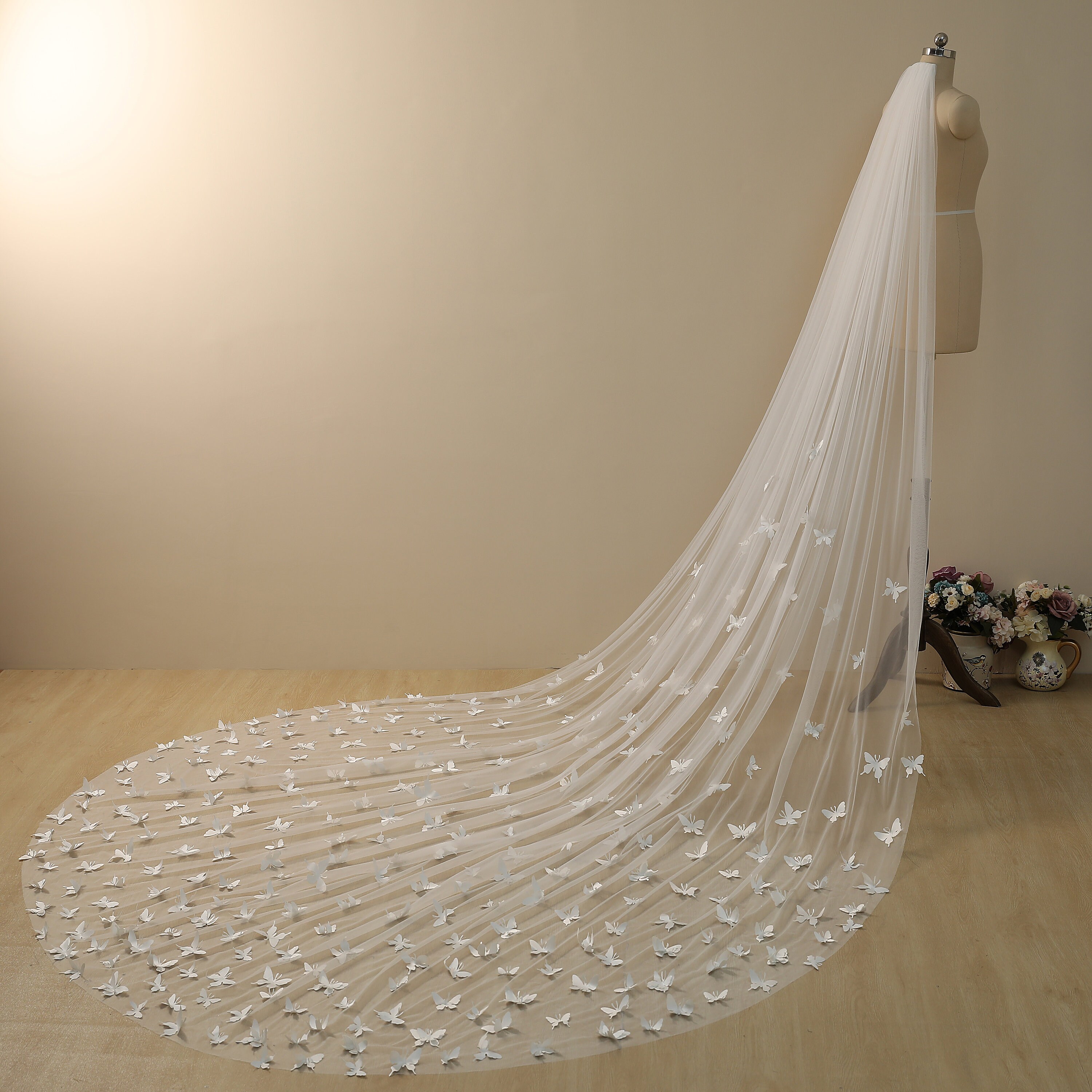 Butterfly Wedding Veil Cathedral Wedding Veil Bridal Veil With - Etsy