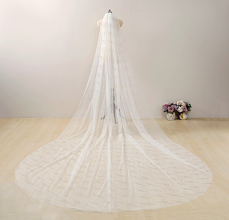 Grey Wedding Veil Sparkle Silver Dotted Veil Soft Gray - Etsy