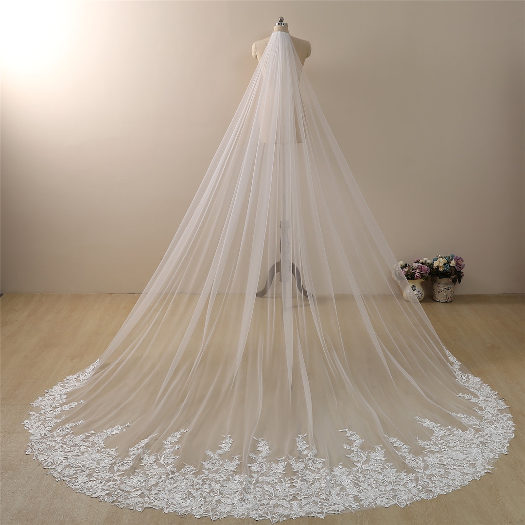 Cathedral Length Veil,wedding Veil Cathedral Ivory,bridal Veil Long ...