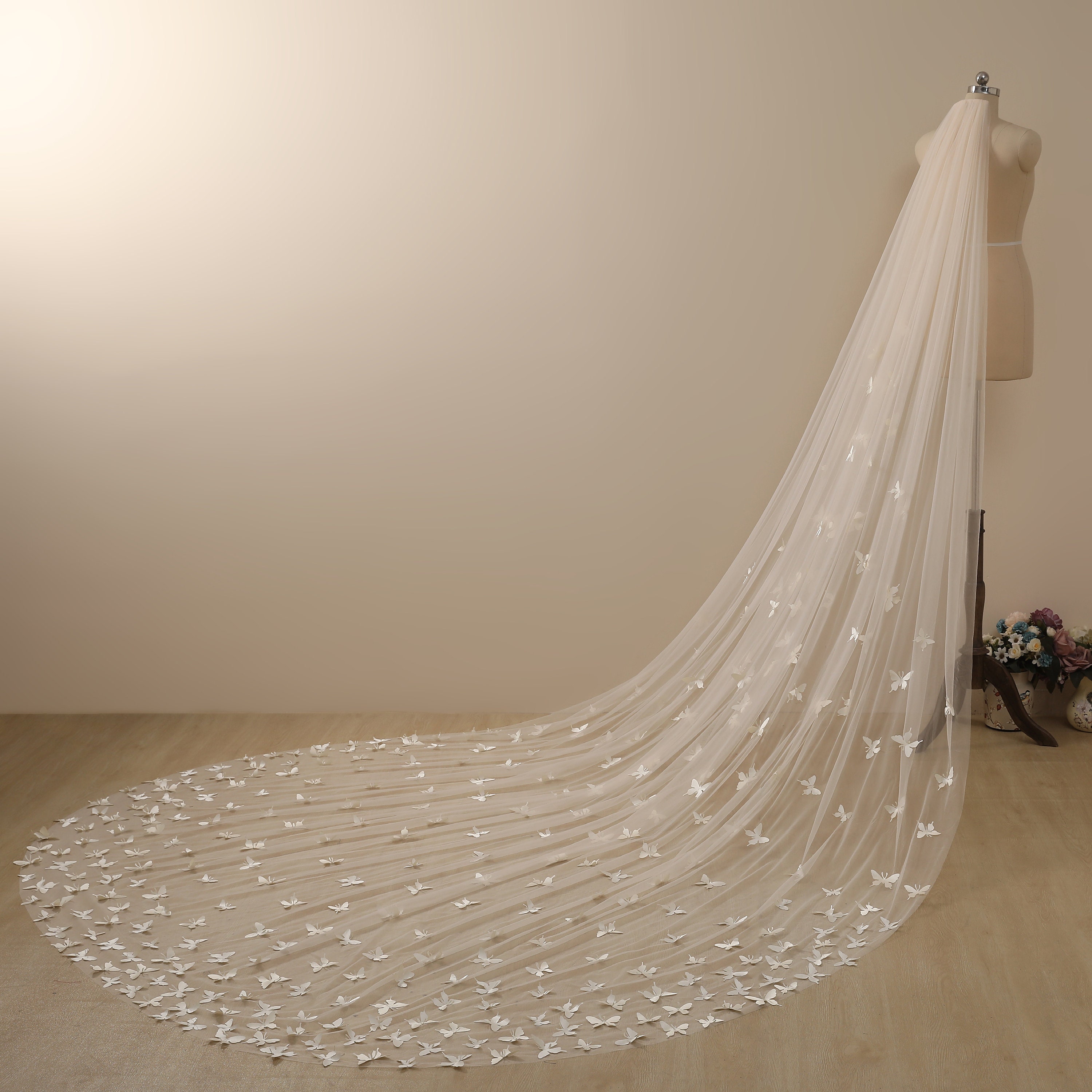 Butterfly Wedding Veil Cathedral Wedding Veil Bridal Veil With - Etsy