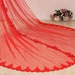 Red Wedding Veil Lace Trim Cathedral Veil Red Bridal Veil Long Lace ...