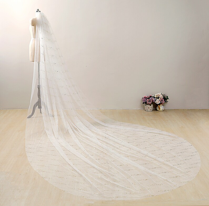 Grey Wedding Veil Sparkle Silver Dotted Veil Soft Gray - Etsy