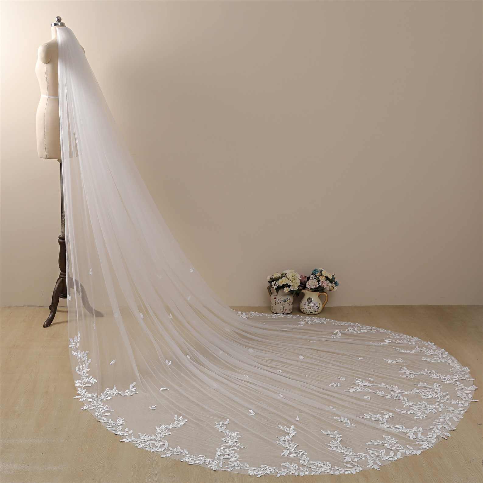 Celestial Flower Wedding Veil Cathedralcathedral Veil Ivory - Etsy