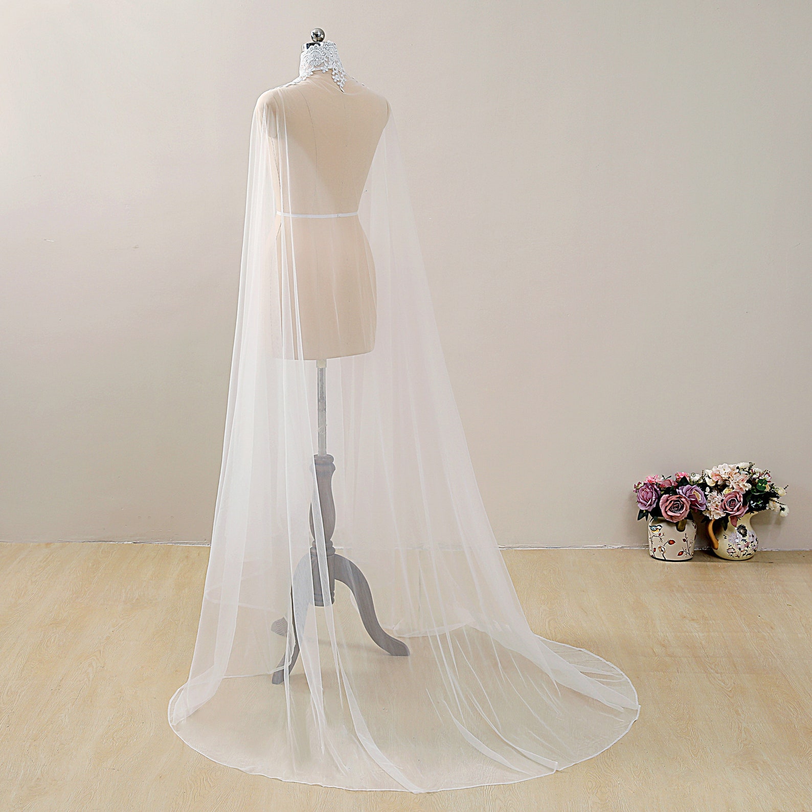 Lace Neck Brial Capeivory Boho Cape With Buttonsvintage | Etsy