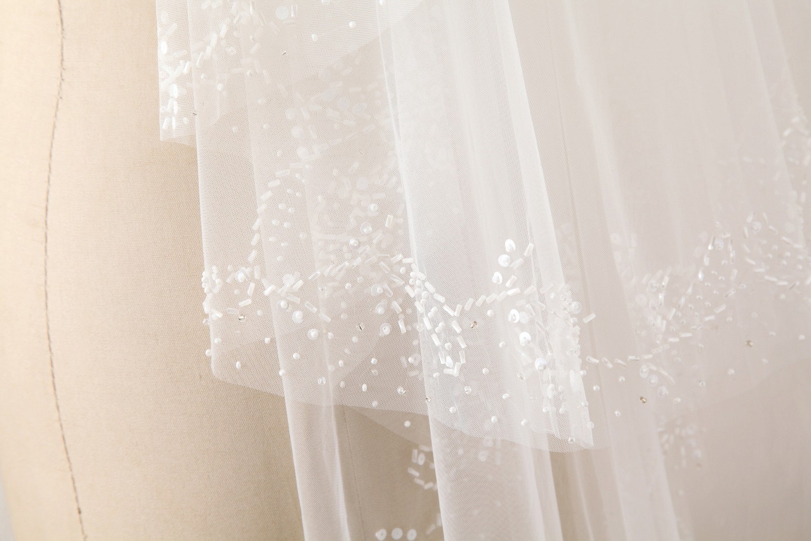 Beaded Wedding Veiltwo Tier Beaded Veil pearl Bridal Veil - Etsy