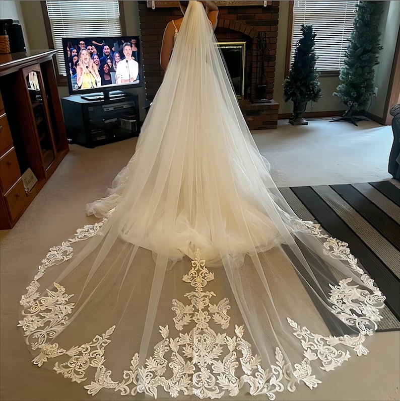 Handmade Cathedral Wedding Veil: Sequined Baroque Floral Lace - Etsy