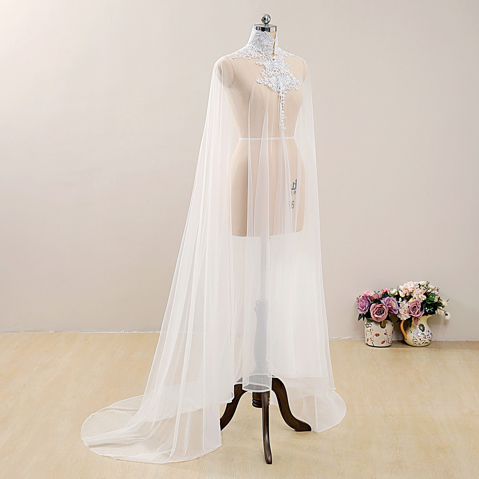 Lace Neck Brial Capeivory Boho Cape With Buttonsvintage | Etsy