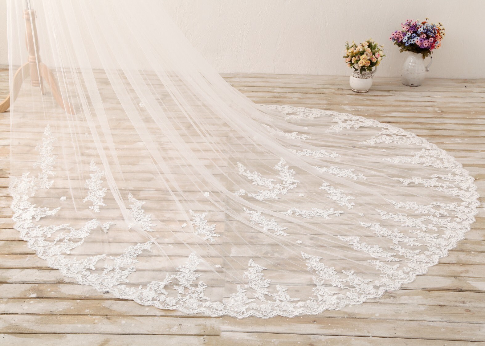 Ivory/ White Lace Cathedral Wedding Veil Chapel Wedding Veil | Etsy