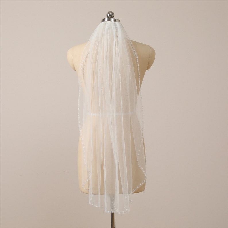 Elegant Bridal Veil Pearl Edge Wedding Veil Single Tier Pearl - Etsy