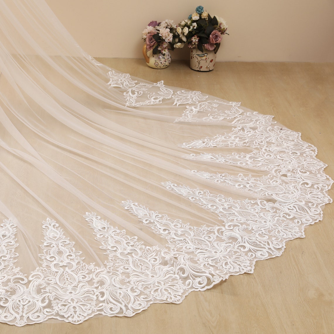 2020 Sparkle Wedding Veil Sparkle Lace Cathedral Veil With - Etsy