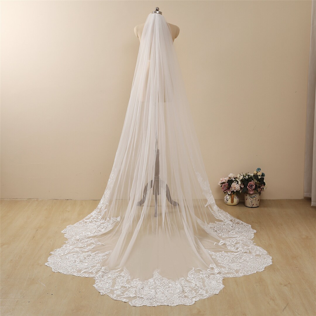 Veil,angel Cut Veil,veil Beautiful Floral Bridal Veil Blossom Wedding ...