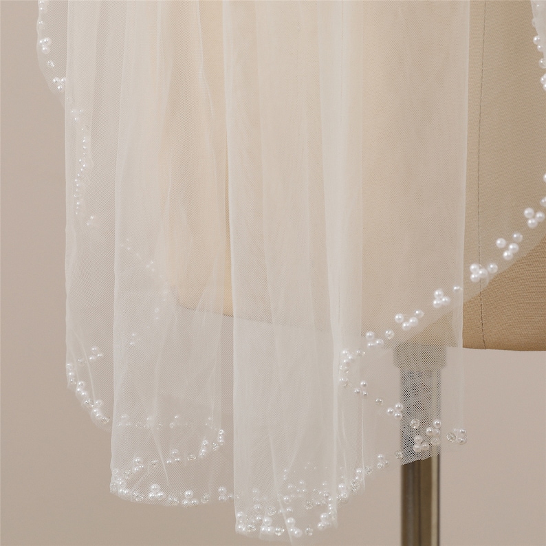 Elegant Bridal Veil Pearl Edge Wedding Veil Single Tier Pearl - Etsy
