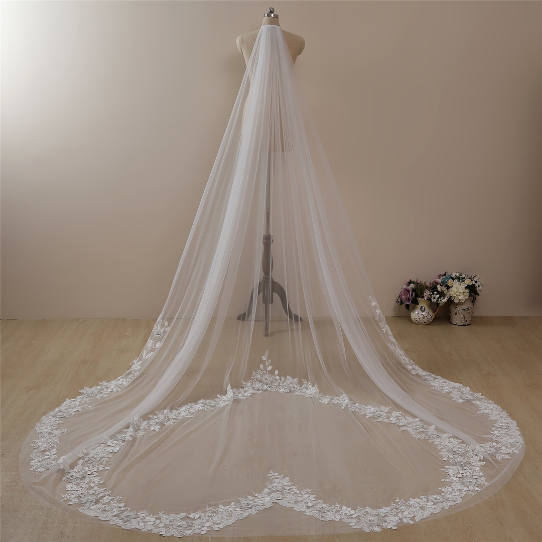 Heart Pattern Veil,heart Veil,gold Floral Cathedral/chapel Veil,wedding ...