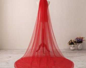 Red Bridal Veil Wedding Veil Bridal Veil Wedding Veil With - Etsy