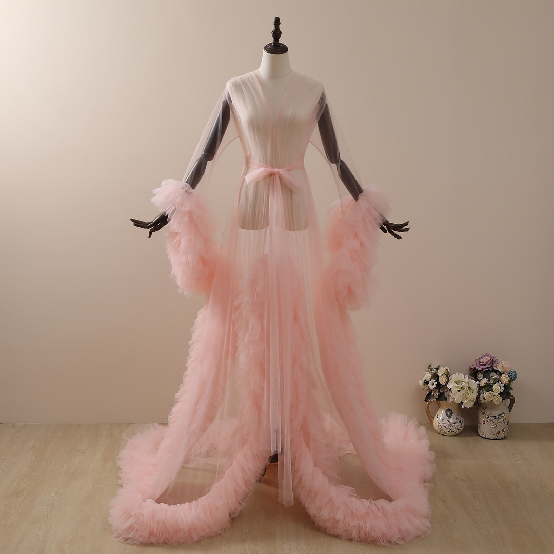 Bridal Robe,maternity Dress,ruffle Tulle Dress Photo Shoot,baby Shower ...