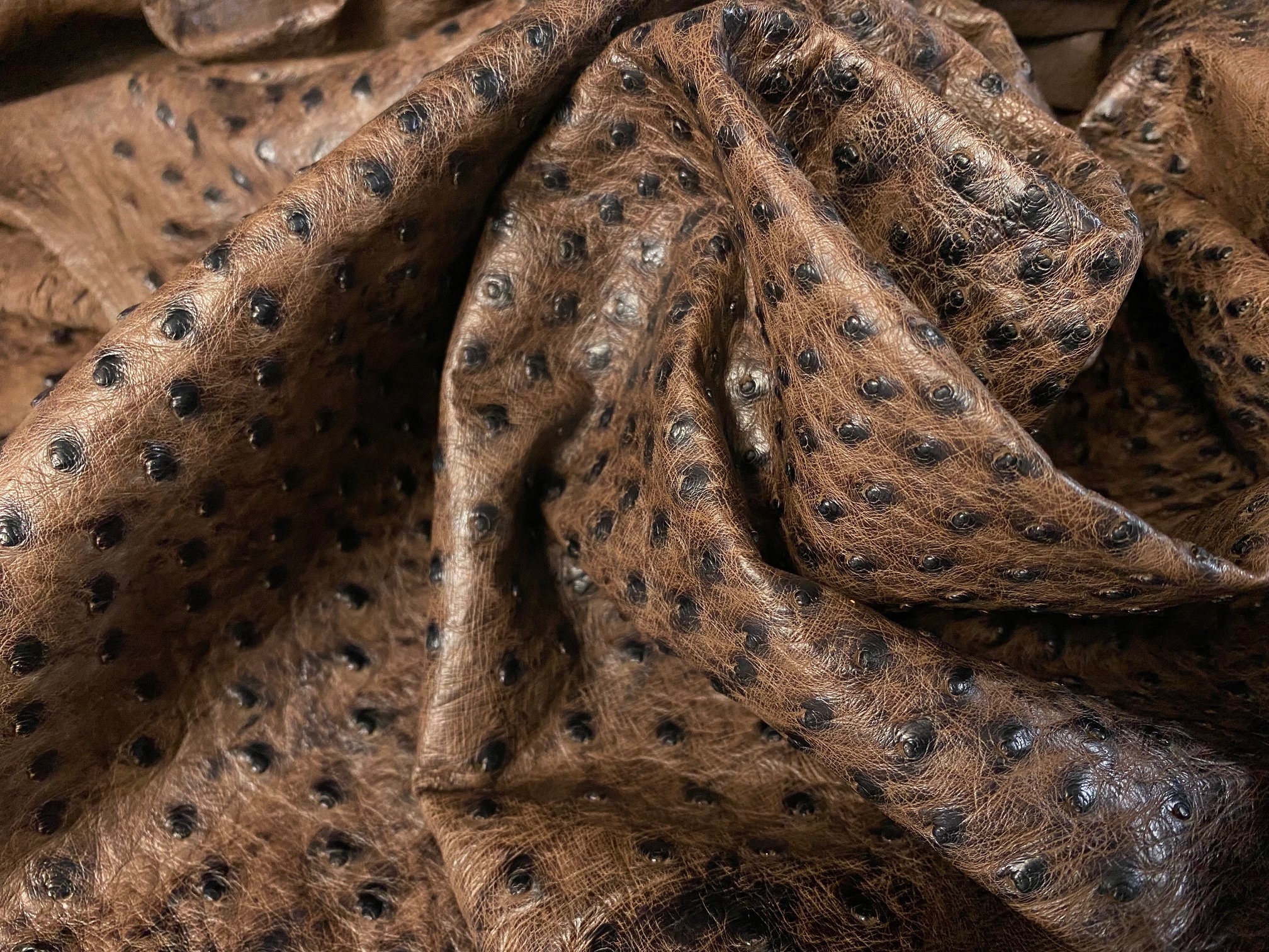 Ostrich Hide Leather Kango Tabac Color burciato %100 - Etsy