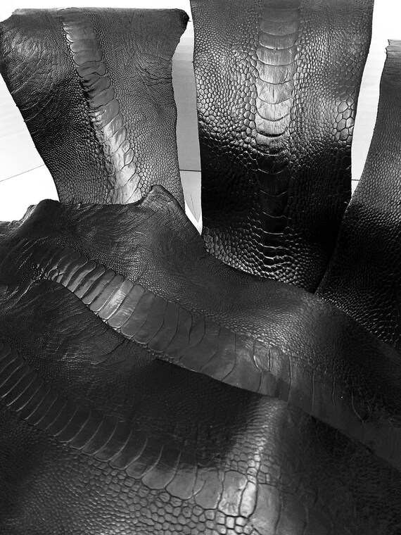 Ostrich Legs Leather Black Color - Etsy