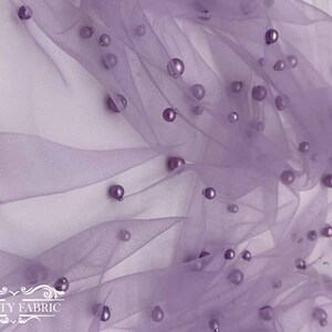 Lavender Pearls Tulle Lace Fabric | by the Yard | Beaded Pearls Fabric ...