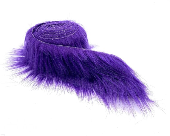 Ribbon Purple Faux Fur Fabric by the Strips Ribbon Animal - Etsy