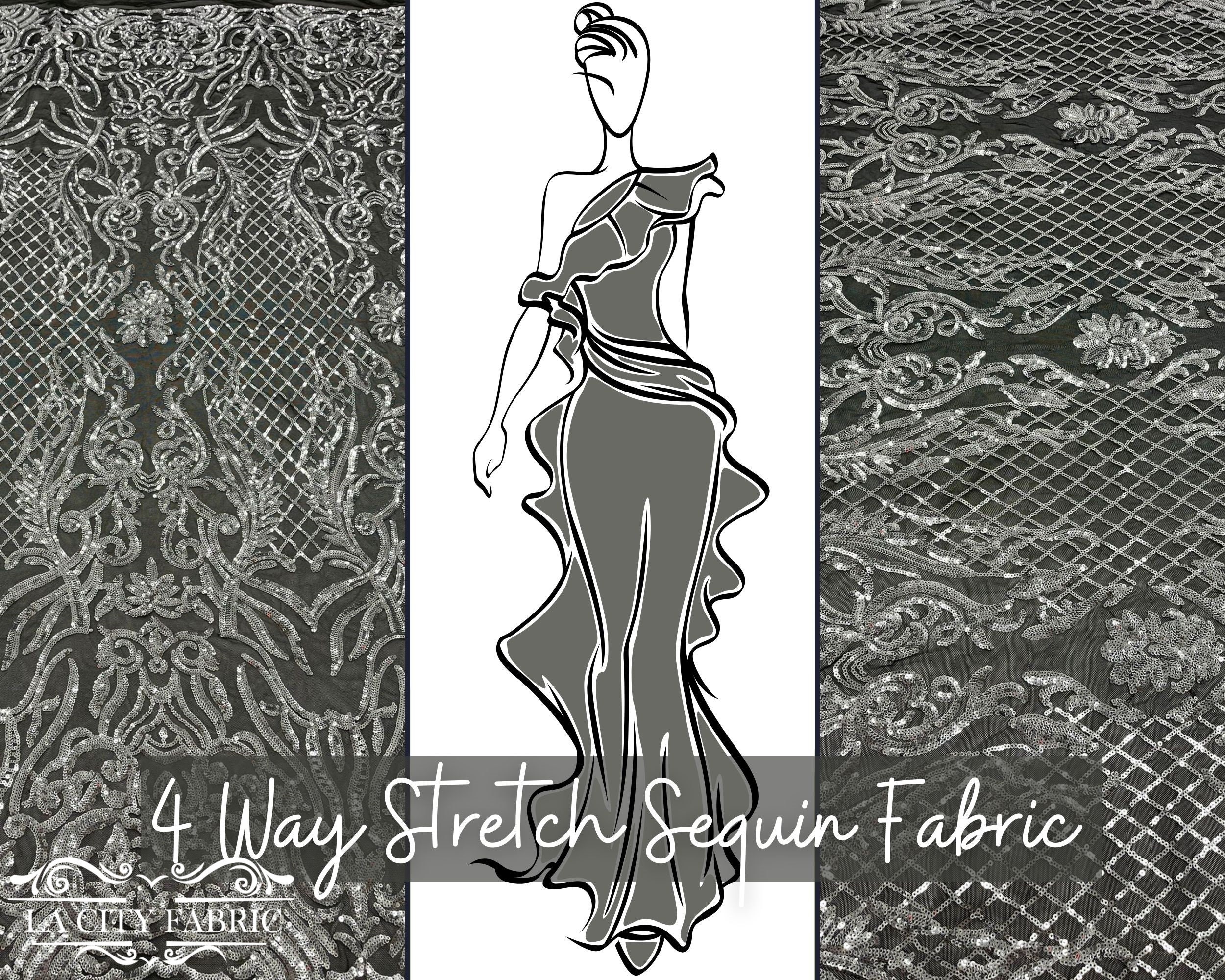 4 Way Stretch Sequin Fabric by the Yard Embroidery Lace - Etsy