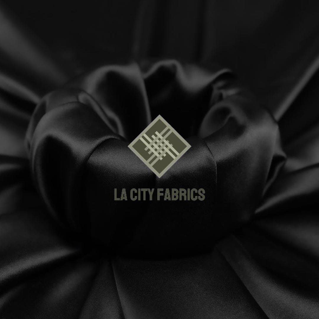 Black Luxury 2 Way Stretchy Silky Satin Fabric by the Yard on Spandex ...