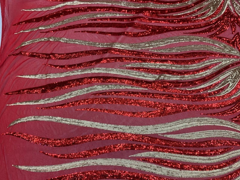 Red-gold/by the Yard Fabric/feather Floral Stretch | Etsy