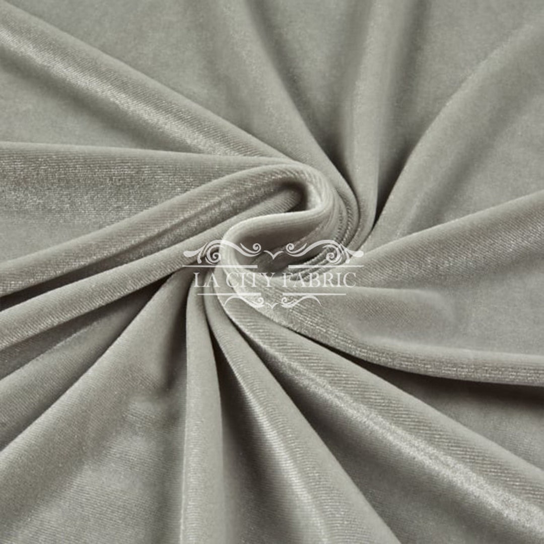 Silver Stretch Velvet Fabric by the Yard _ 4 Way Stretch Spandex Fabric ...