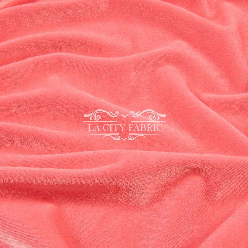 Coral Stretch Velvet Fabric by the Yard _ 4 Way Stretch Spandex Fabric ...
