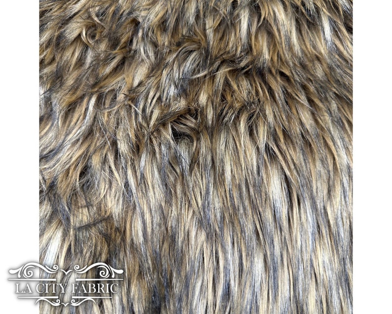 Brown Coyote Faux Fur Fabric by the Yard | 3” Long Pile Fur Fabric ...