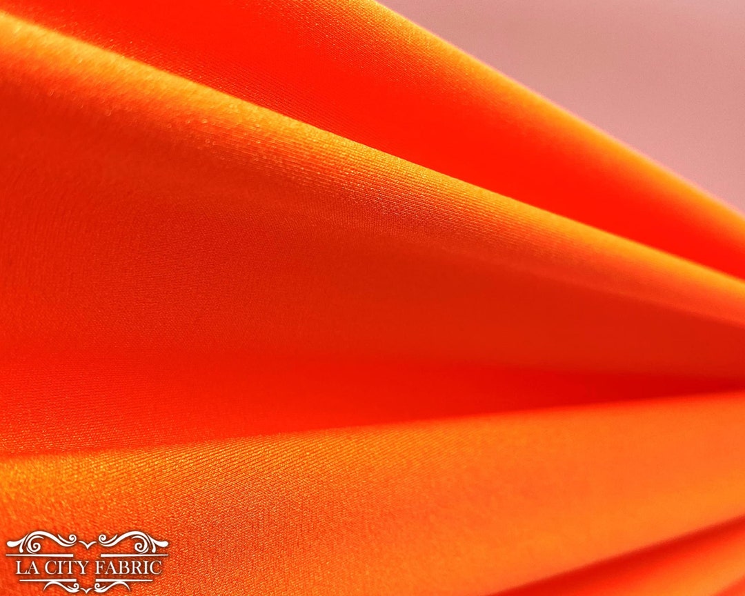 Neon Orange Shiny 4 Way Stretch Nylon Spandex Fabric by the Yard | 58 ...