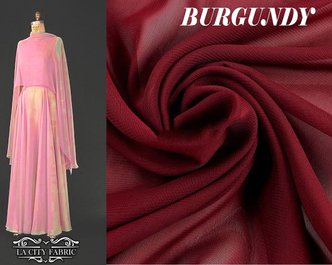 Burgundy Chiffon Fabric by the Yard | Polyester Chiffon Fabric | Sheer ...