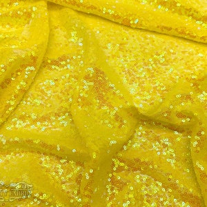 Iridescent Yellow All Over Mini Sequin Fabric by the Yard | on Tulle ...