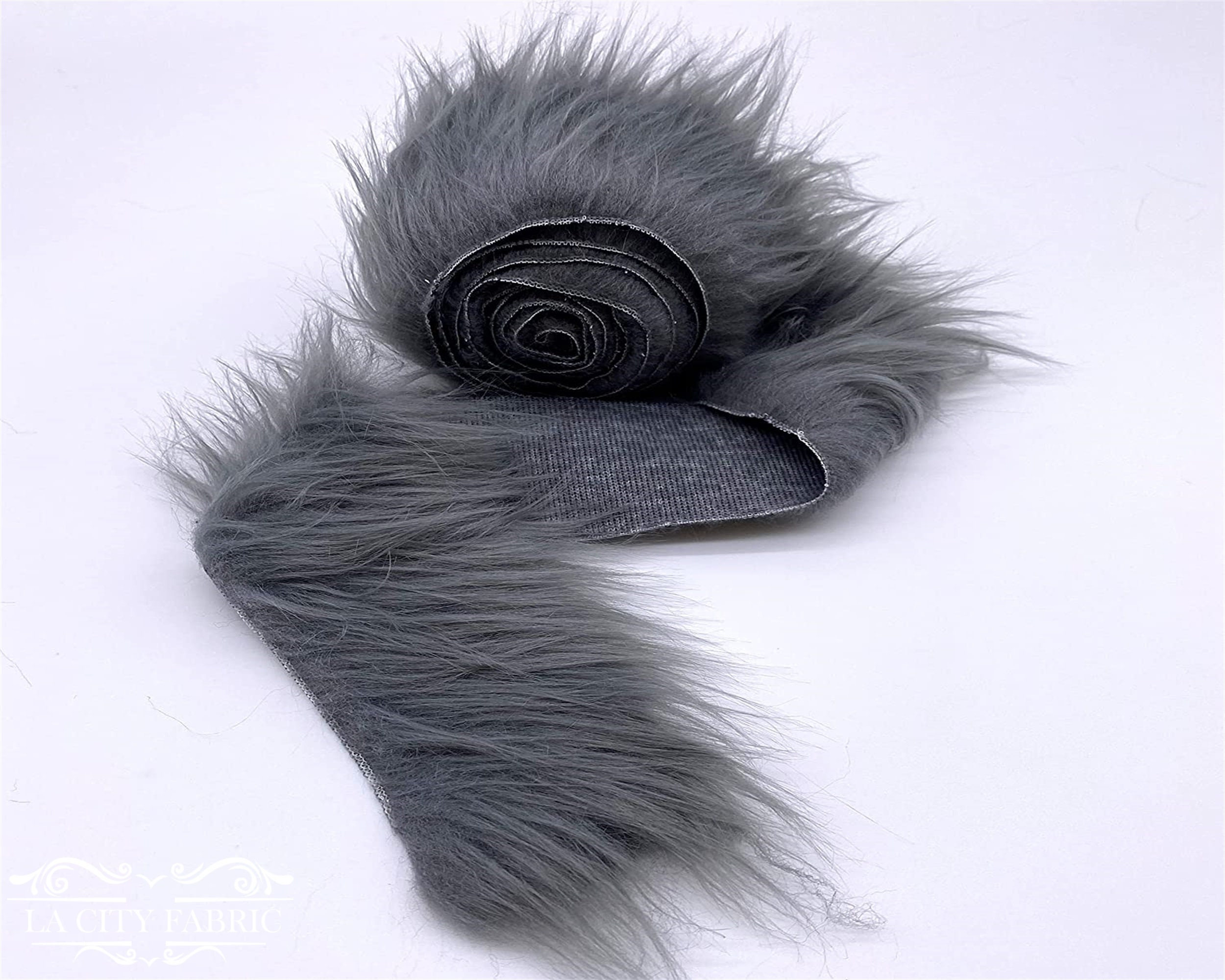 Ribbon Charcoal Faux Fur Fabric by the Strips Ribbon Animal - Etsy