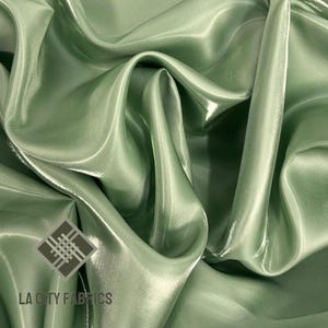 Sage Green Reflective Bridal Satin by the Yard Fabric Liquid Iridescent ...