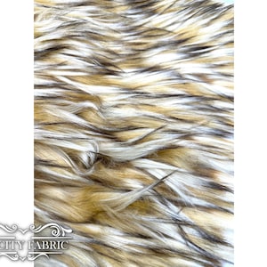 Camel Gold Coyote Faux Fur Fabric by the Yards 3” Long Pile Fur Fabric ...