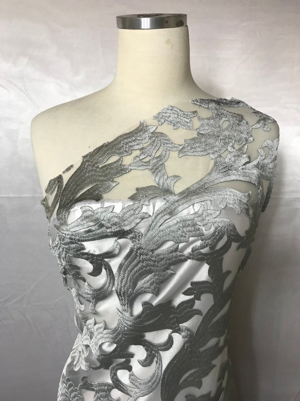 Embroidery on Mesh Lace Fabric Sold by the Yard/light | Etsy