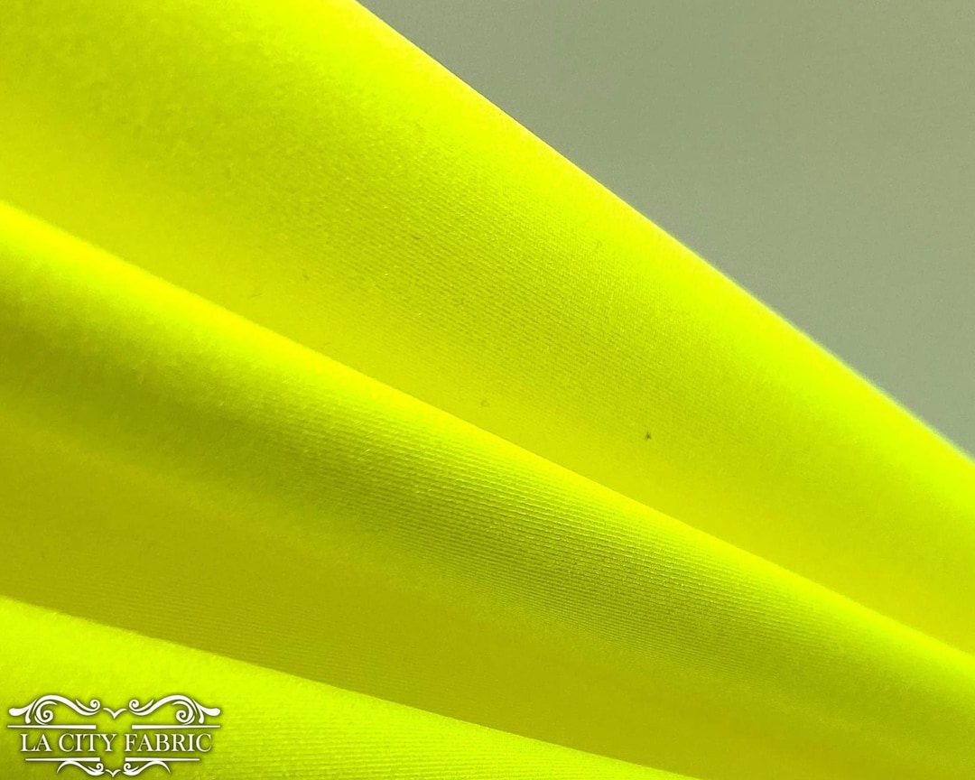 Neon Yellow Shiny 4 Way Stretch Nylon Spandex Fabric by the Yard | 58 ...