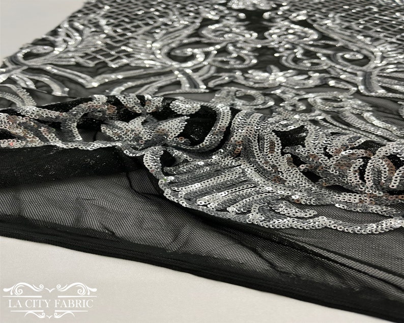 4 Way Stretch Sequin Fabric by the Yard Embroidery Lace - Etsy