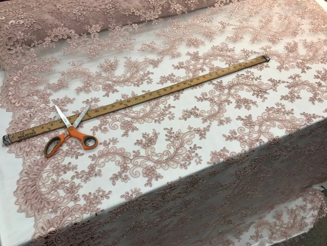 FLORAL Design Mesh Lace Fabric by the Yard Embroidered Lace/ Handmade ...