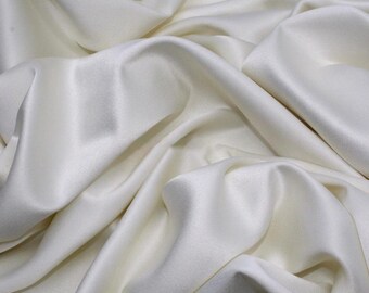 White Soft Silky Shiny Stretch Charmeuse Satin Fabric by the - Etsy