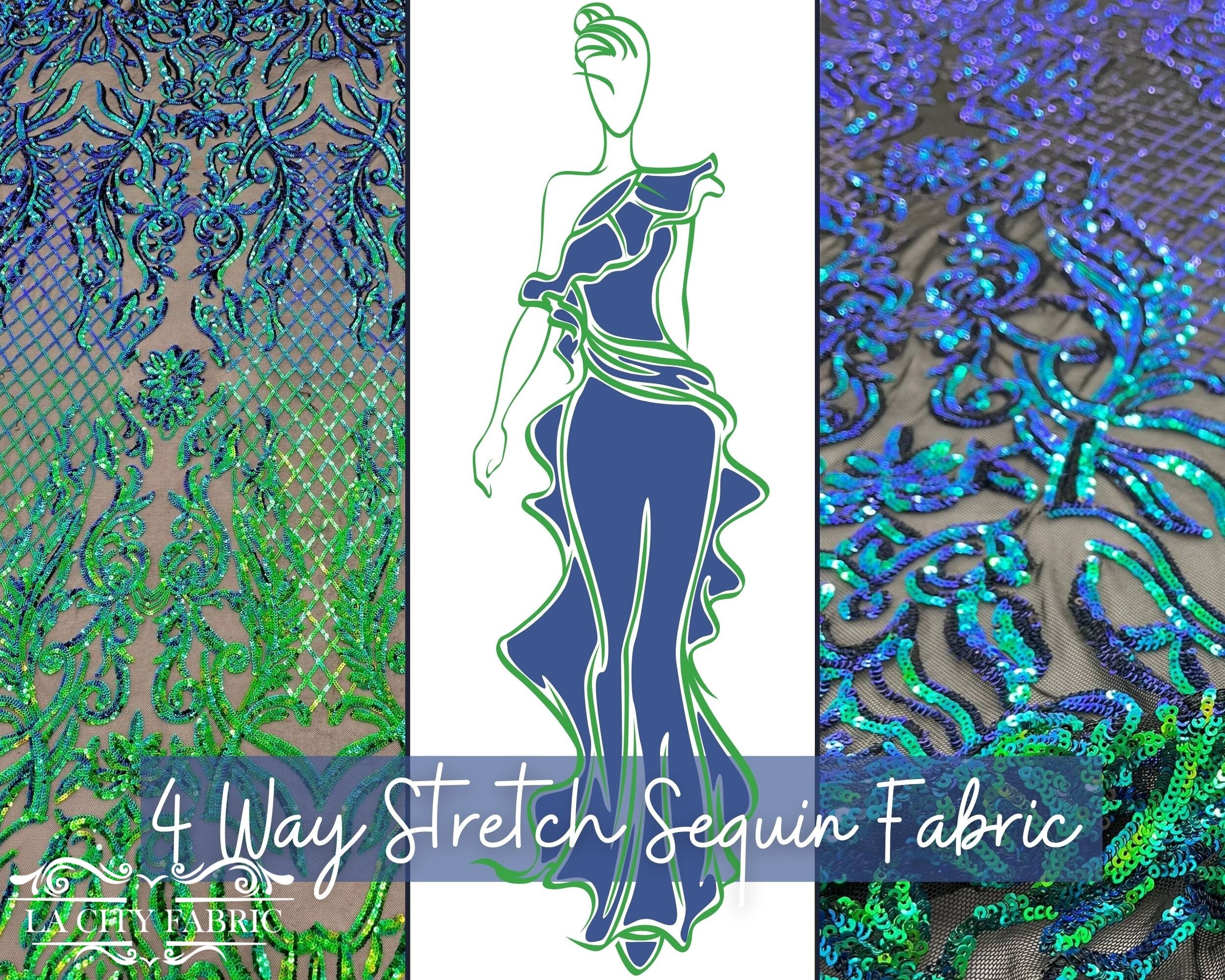 4 Way Stretch Sequin Fabric by the Yard Embroidery Lace - Etsy
