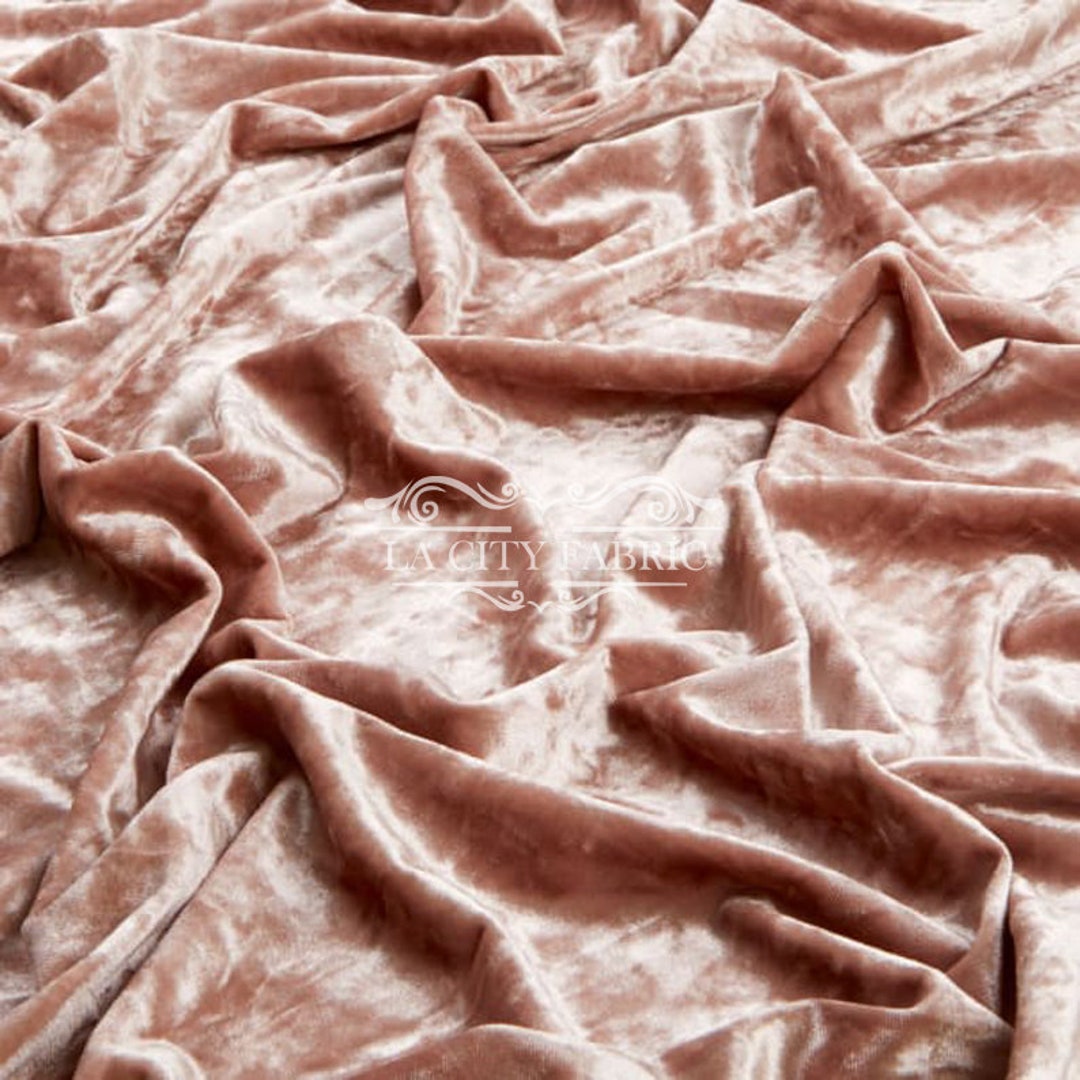 Solid Peach Stretch Velvet Fabric by the Yard _ 4 Way Stretch Spandex ...