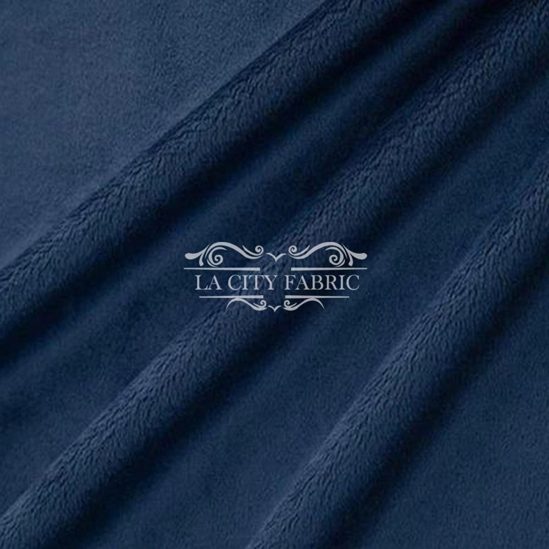 Navy Blue Solid Minky Fabric by the Yard _ 3mm Pile Soft and Snuggly 60 ...