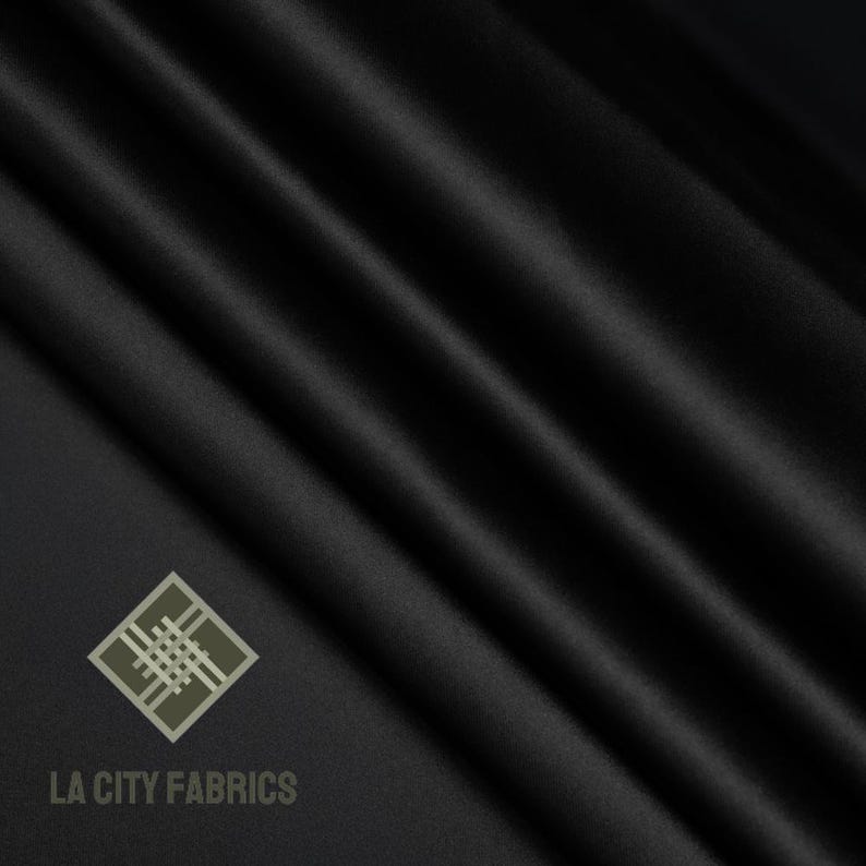 Black Luxury 2 Way Stretchy Silky Satin Fabric by the Yard on Spandex ...